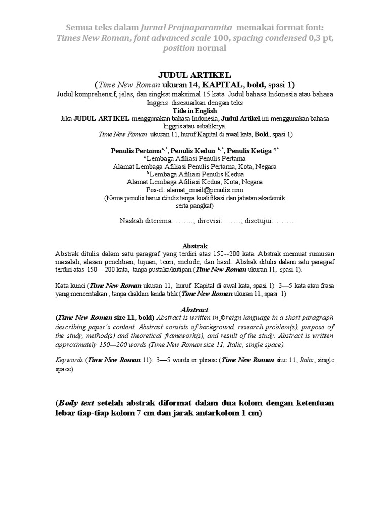 Template Jurnal Prajnaparamita | PDF