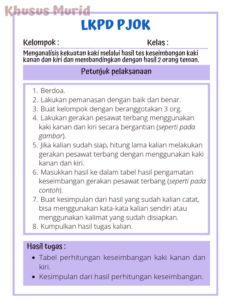 LKPD PJOK - Kelas 3 - Gerak Pesawat Terbang | PDF