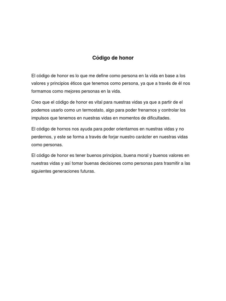 Código de Honor Reflexion | PDF