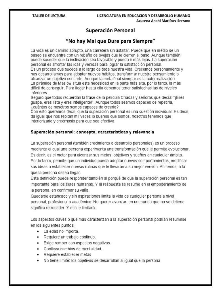 Superacion Personal | PDF | Desarrollo personal | Las emociones