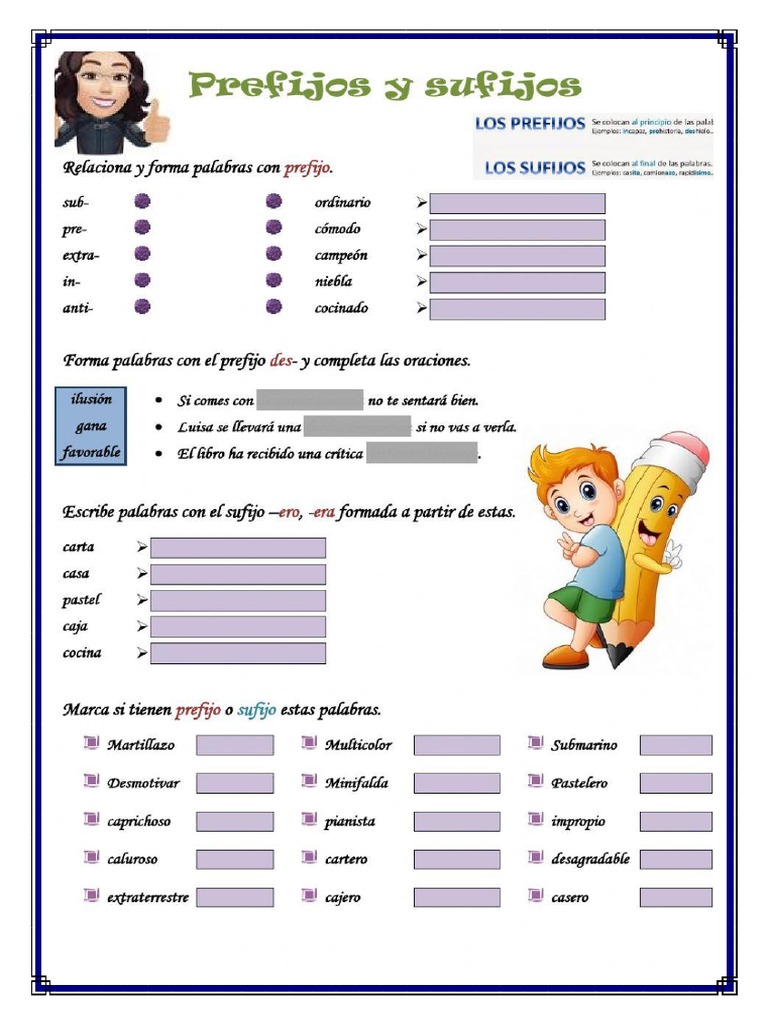 Tarea de Sufijos y Prefijos | PDF