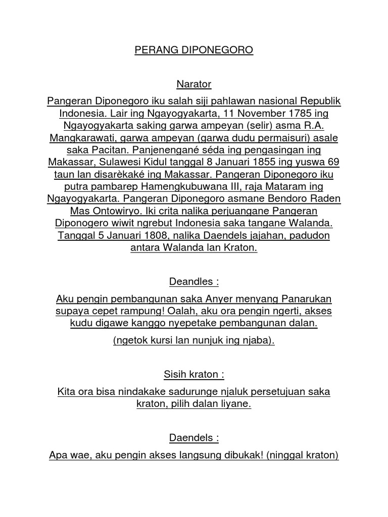 Naskah Drama Perang Diponegoro | PDF