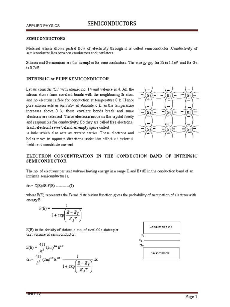 Understanding the Intrinsic Carrier Concentration in Semiconductors | PDF | Semiconductors ...