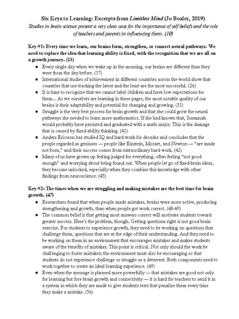 Six Keys to Unlocking Limitless Learning: How a Growth Mindset and ...
