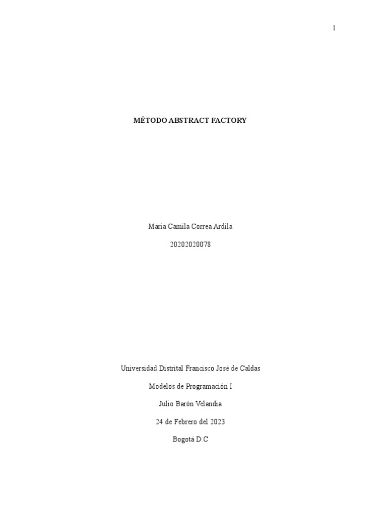 Metodo Abstract Factory | PDF | Objeto (informática) | Java (lenguaje ...