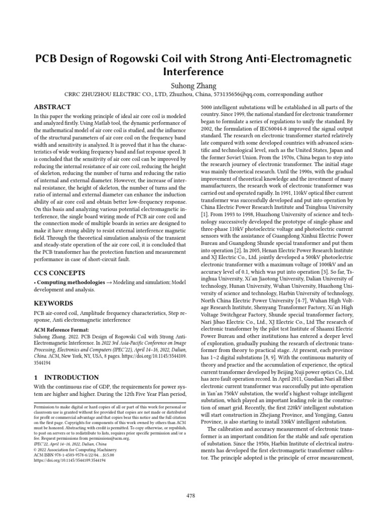 PCBDesign of Rogowski Coil With Strong Anti-Electromagnetic ...