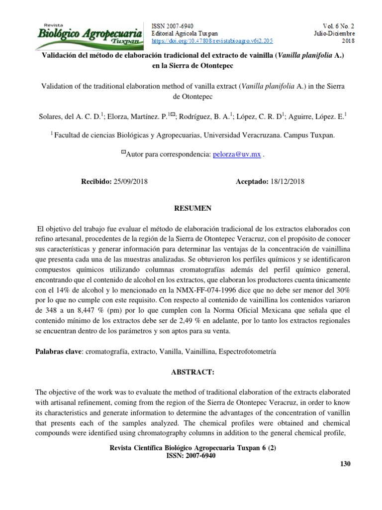 Admin, Validación Del Método de Elaboración Tradicional Del Extracto de ...