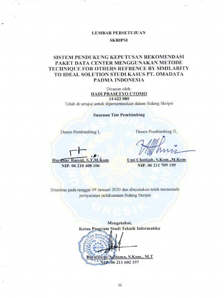 Lembar Persetujuan Skripsi 1 | PDF
