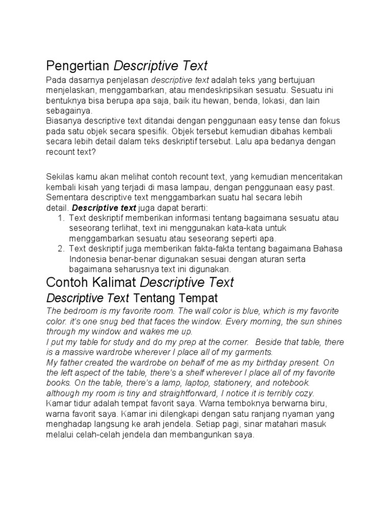 Descriptive Text | PDF | Kajian Bahasa Asing | Pengembangan Diri