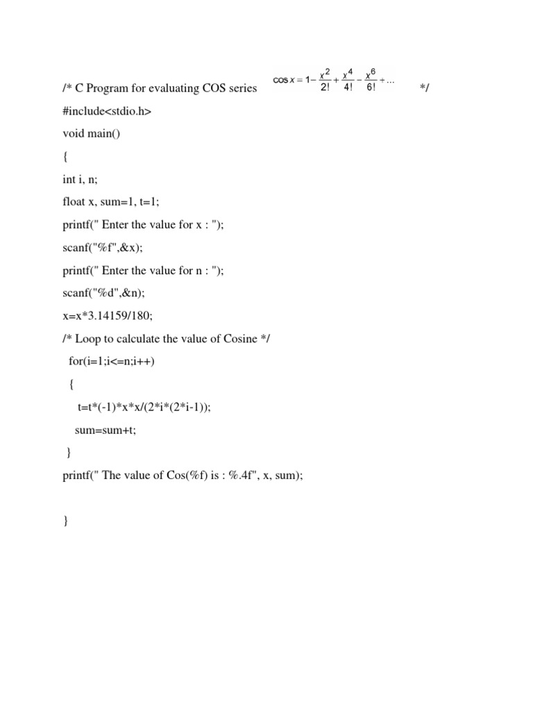 C Program For COS Series | PDF