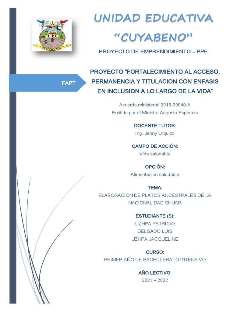 Proyecto Comida Shuar - 122138 | PDF | Ecuador | Alimentos