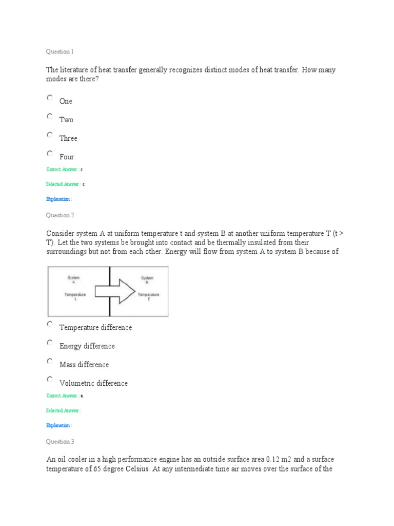 Correct Answer: Selected Answer:: Explanation | PDF | Heat Transfer ...