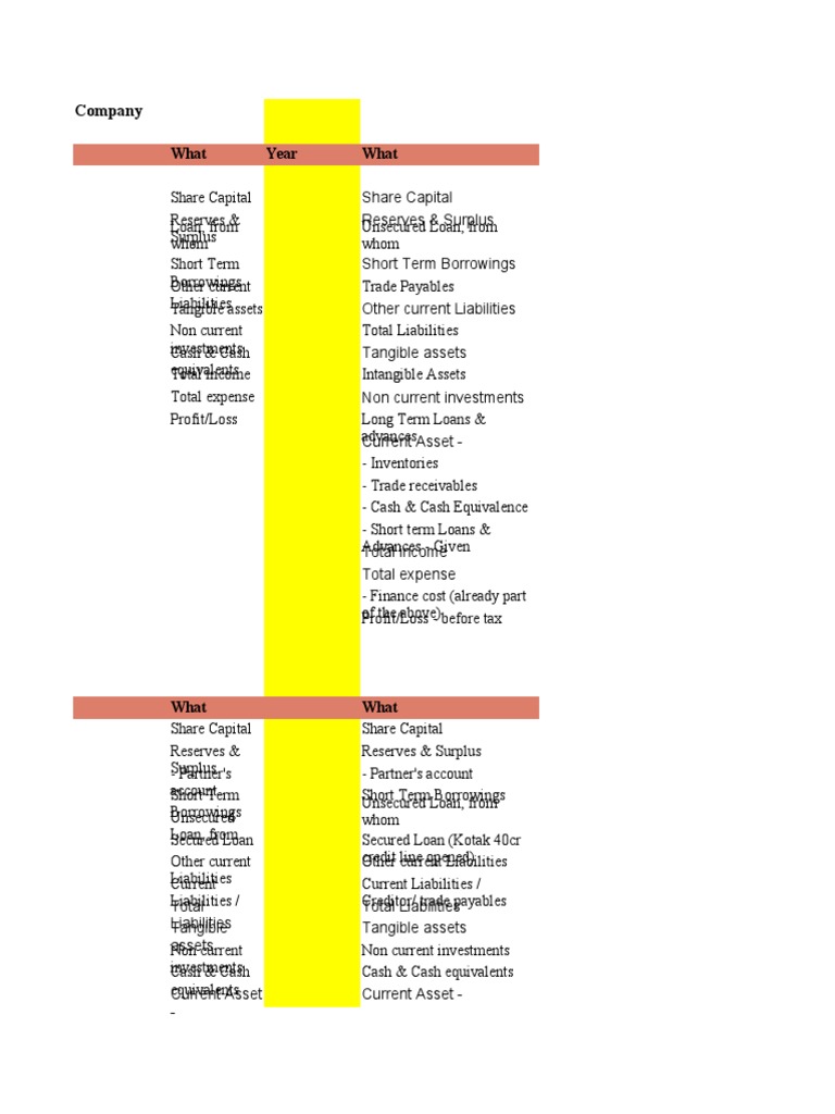 Company Financial Analysis Template | PDF | Loans | Debt