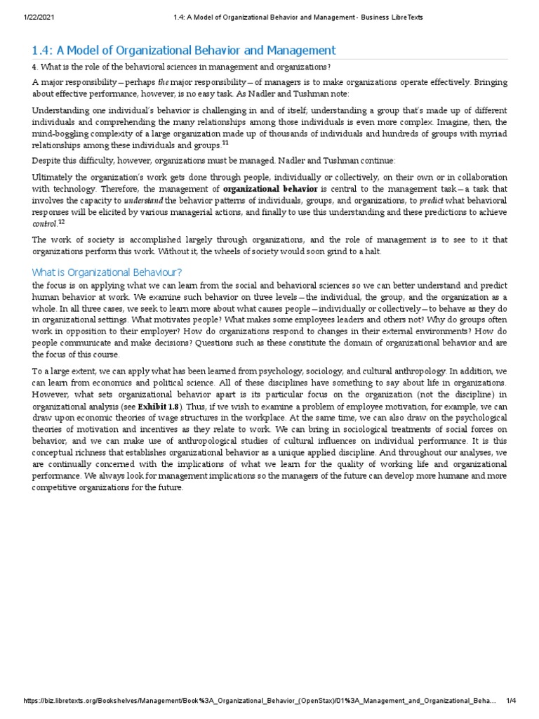 1.4 - A Model of Organizational Behavior and Management - Business ...