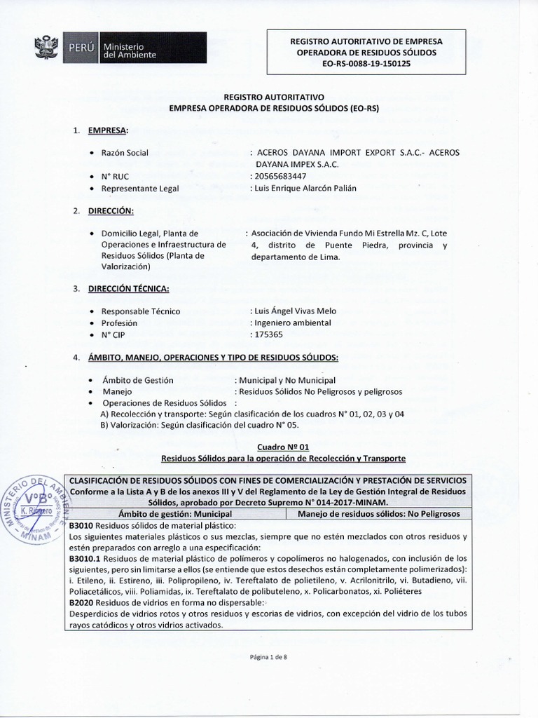 Registro Autoritativo Eo-Rs001 | PDF