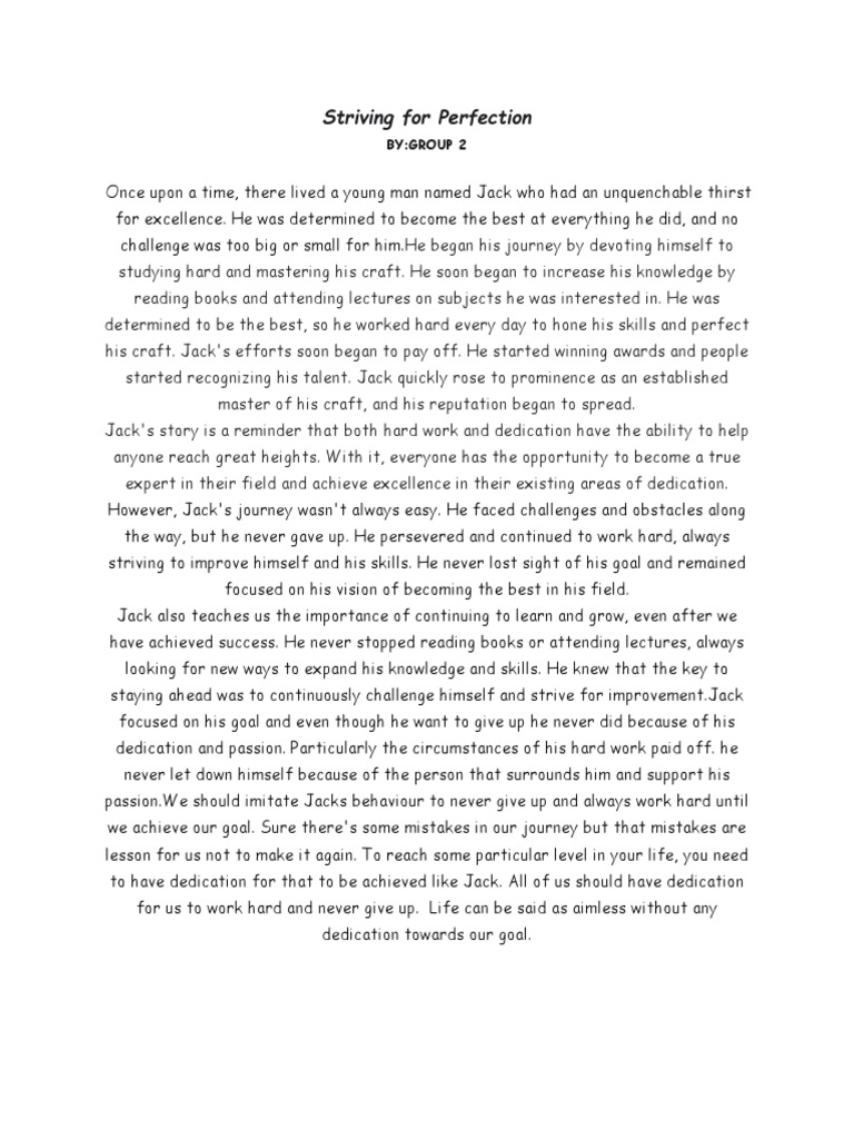 Striving For Perfection | PDF | Goal | Behavior Modification