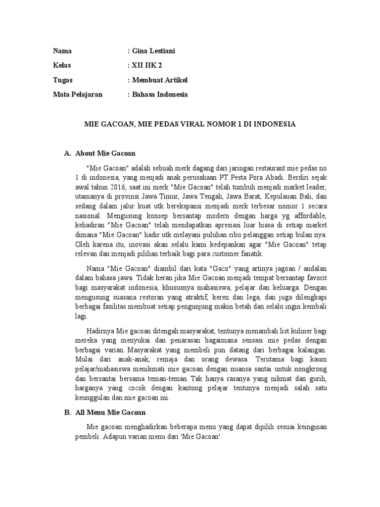 Artikel Mie Gacoan | PDF