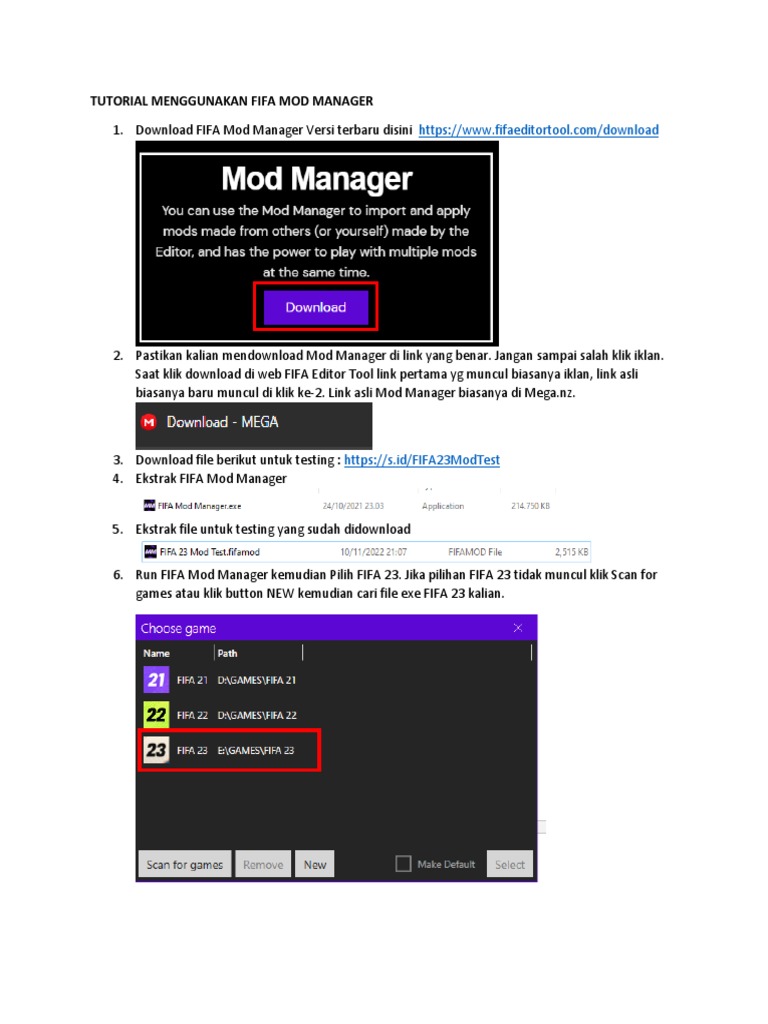 Tutorial Menggunakan Fifa Mod Manager | PDF
