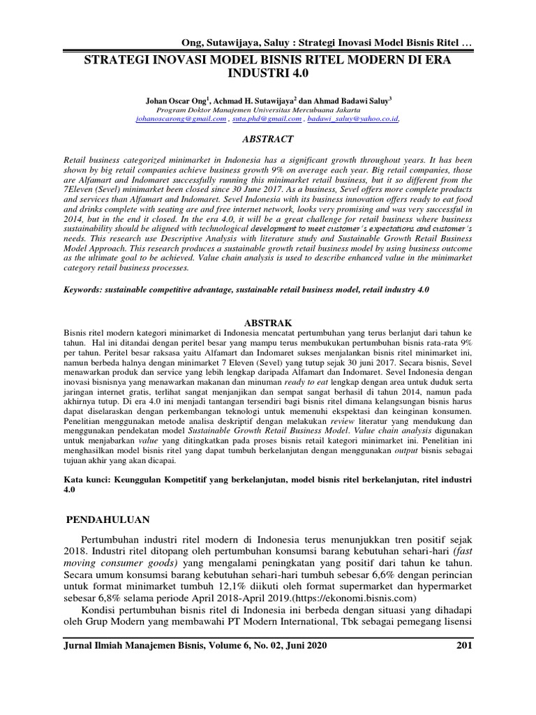Strategi Inovasi Model Bisnis Ritel Mode B56a084a Pdf Business