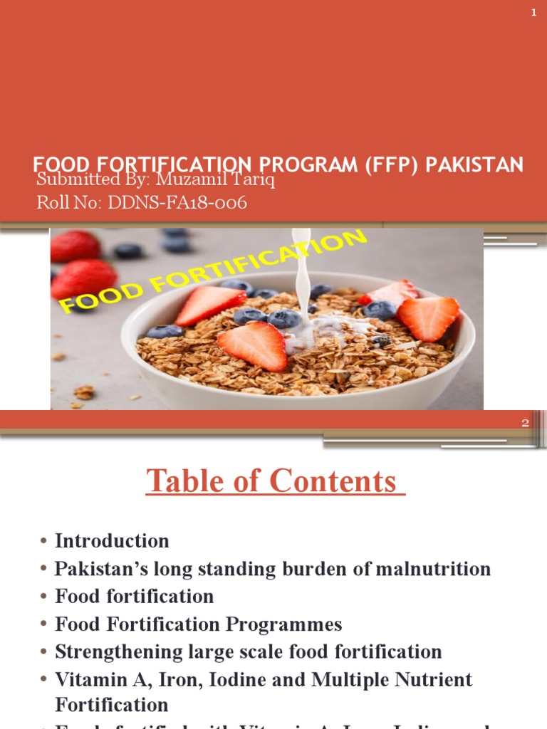 Food Fortification Program (FFP) Pakistan | PDF | Micronutrient ...