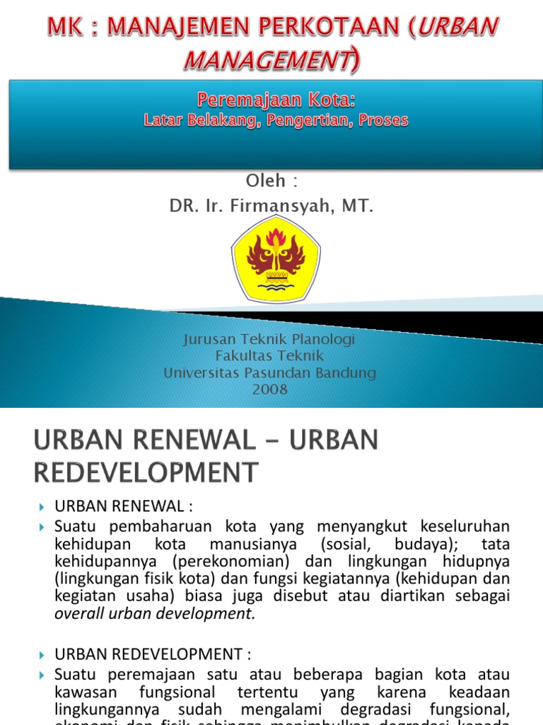 Peremajaan Kota, LB, Pengertiaan, Proses | PDF