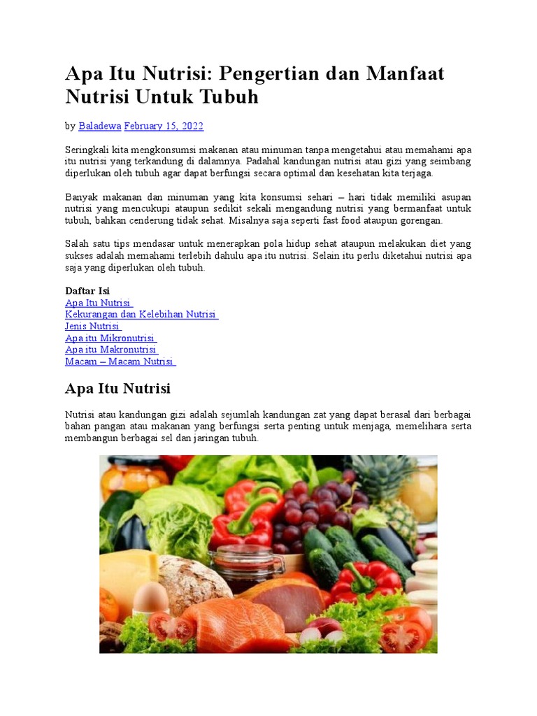 Apa Itu Nutrisi | PDF | Pengembangan Diri | Kesehatan Holistik
