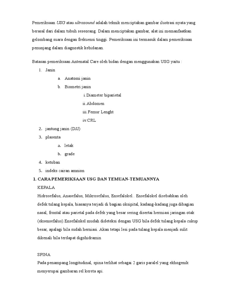 Cara Membaca Hasil Usg Bagi Bidan | PDF | Kesehatan Holistik | Sains ...