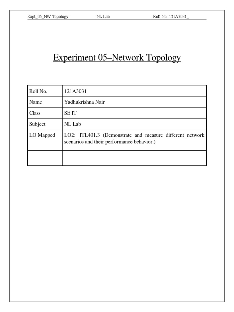 Expt - 05 - NW Topology - Template | PDF | Transmission Control Protocol | Network Topology
