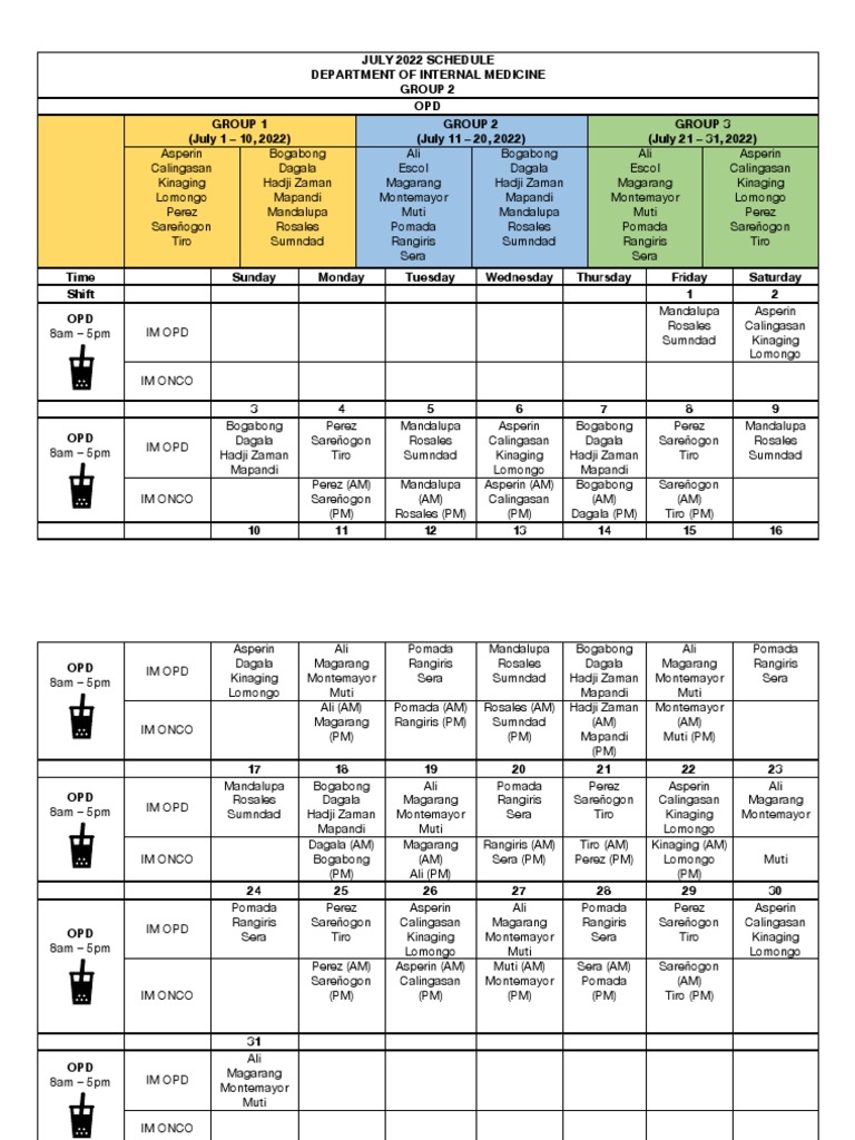 Revised Opd Schedule | PDF