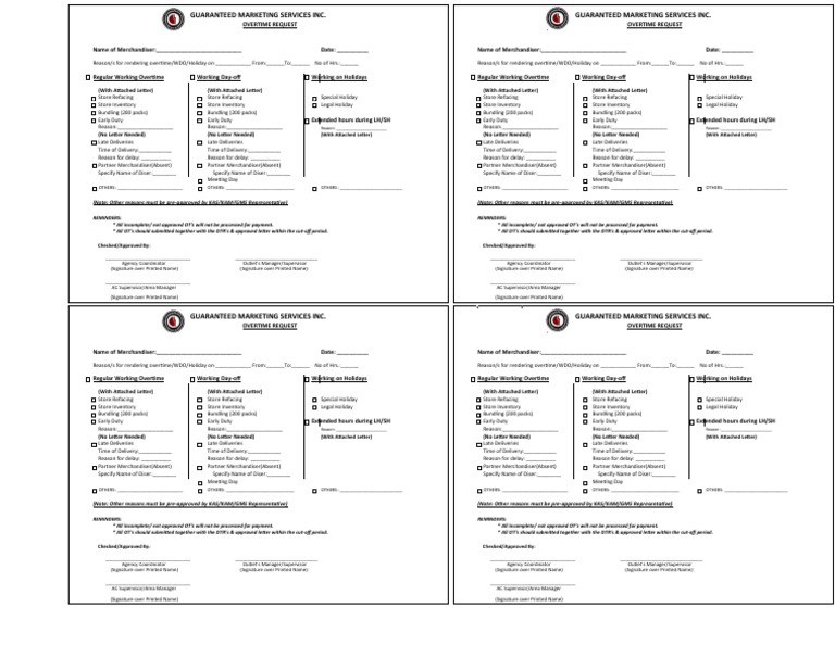 Revised OT Form | Download Free PDF | Business