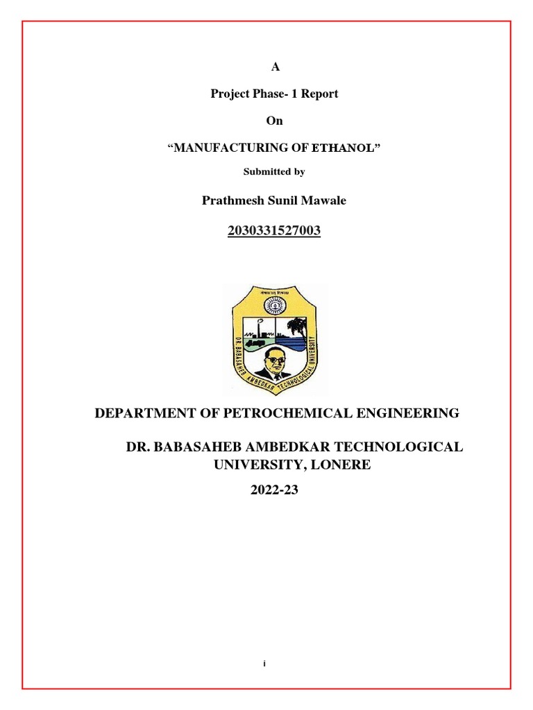 Prathmesh Mawale 7th Sem Phase 1 Report | PDF | Ethanol | Ester