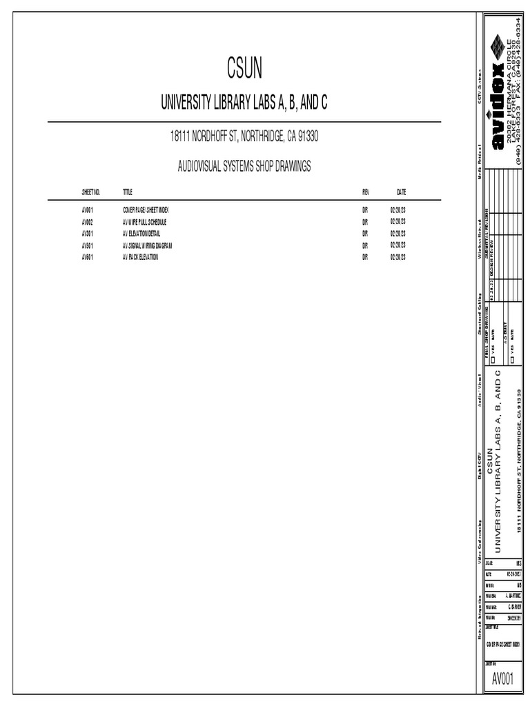 CSUN Library Lab AV Systems Shop Drawings Cover Page | PDF ...