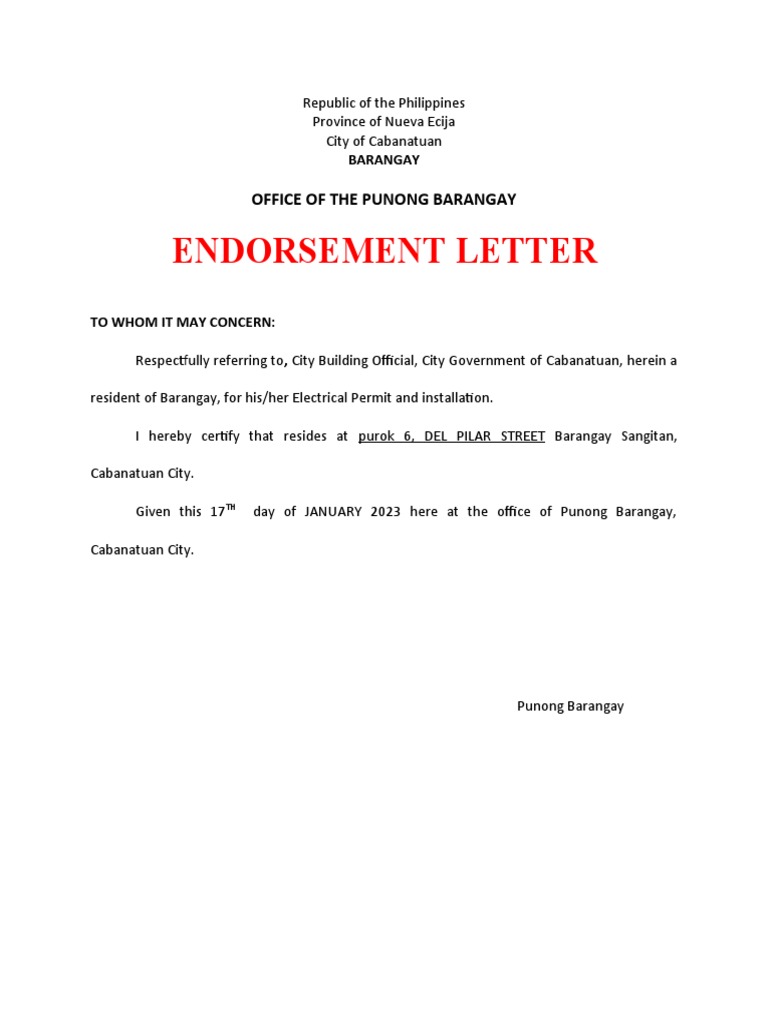 Endorsement Letter of Celcor | PDF