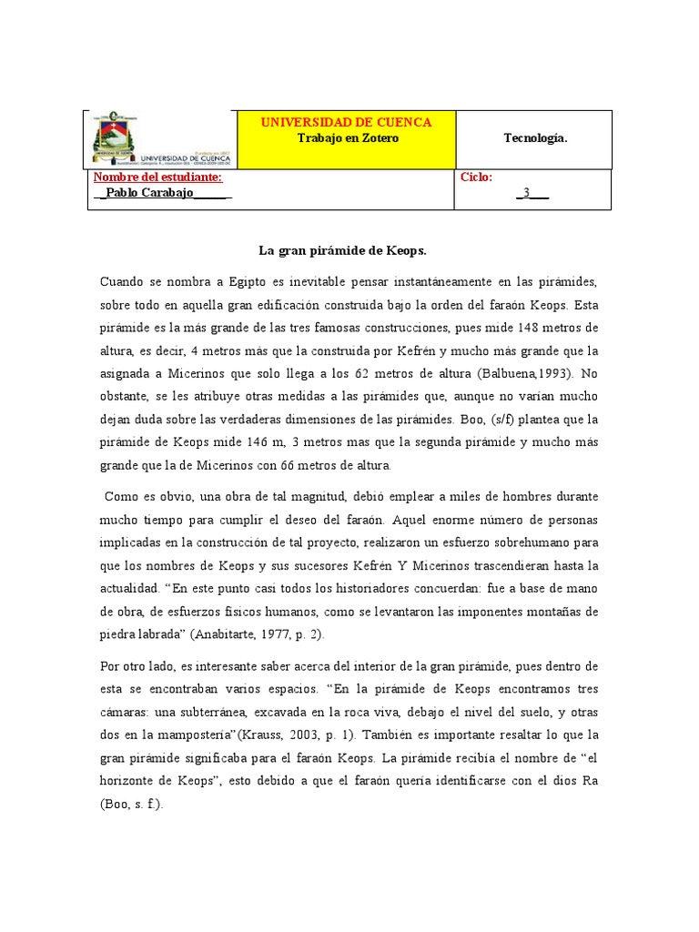Dimensiones de la Pirámide de Keops | PDF | Pirámides egipcias