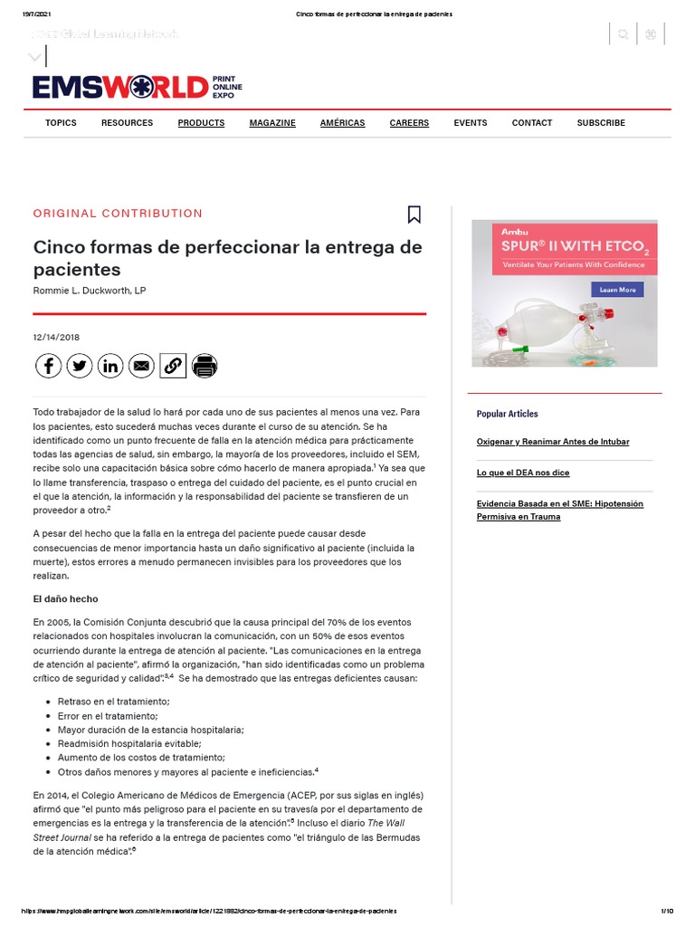 Cinco Formas de Perfeccionar La Entrega de Pacientes | PDF | Hospital ...