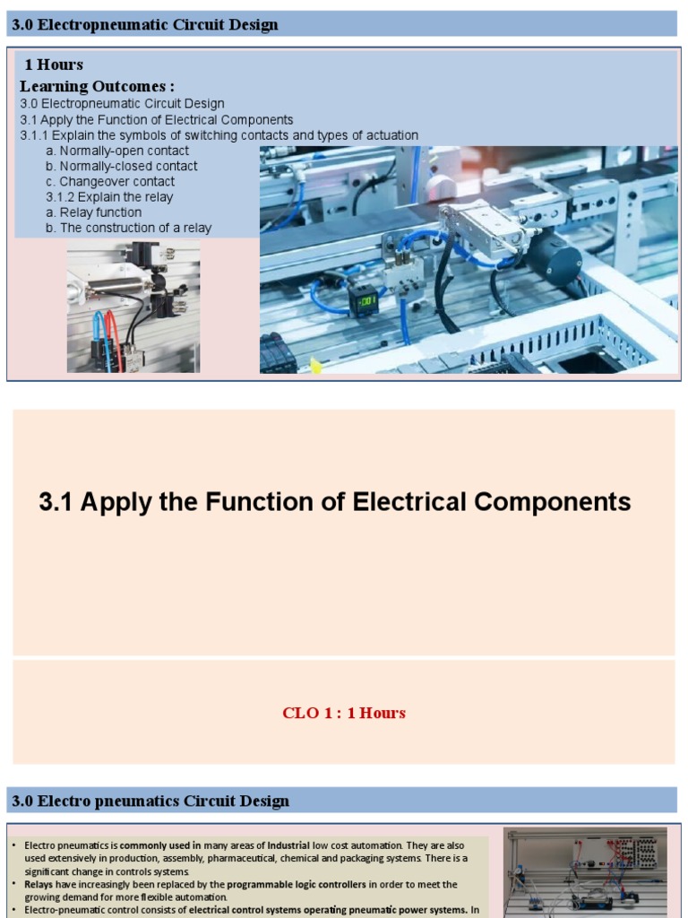 Topic 3 Electro Pneumatic Circuit Design | Download Free PDF | Relay | Programmable Logic Controller