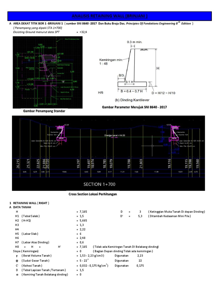 Hasil Analisa Retaining Wall | PDF