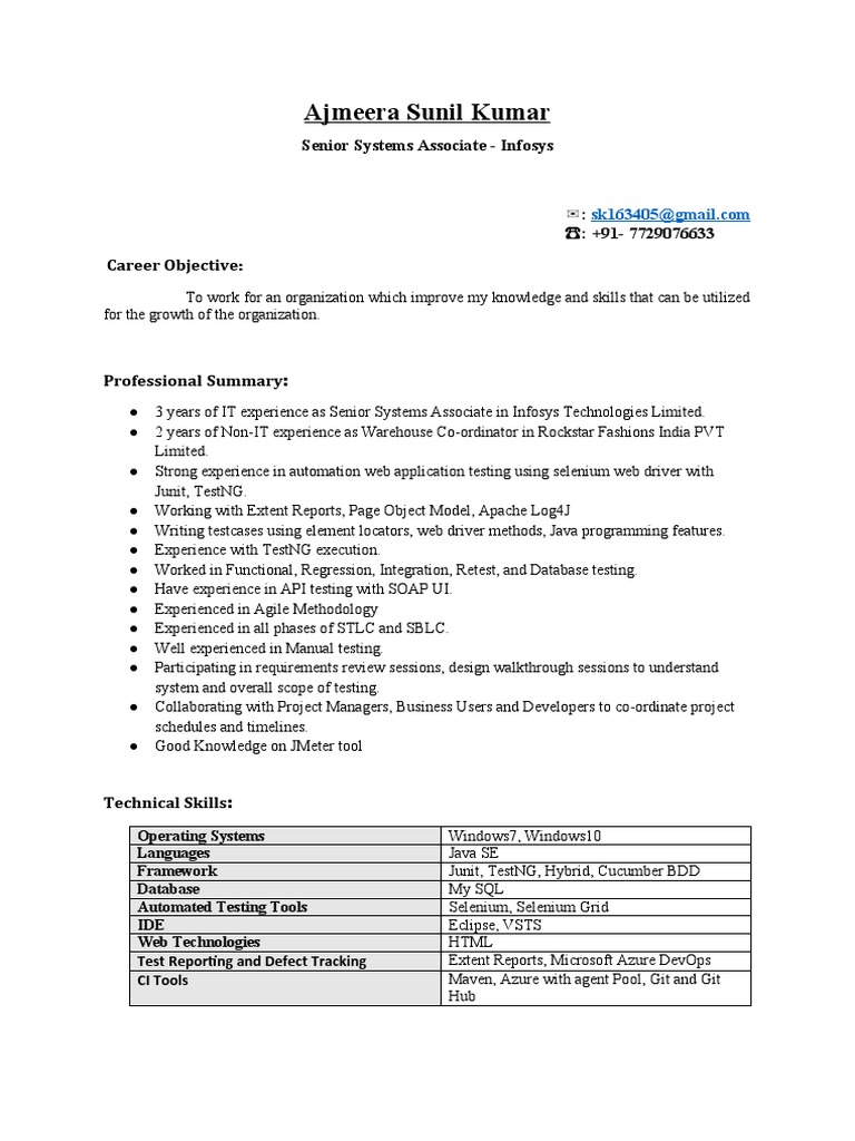 Sunil Kumar | PDF | Selenium (Software) | Cloud Computing