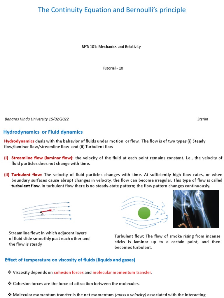 The Continuity Equation and Bernoulli's Principle | PDF | Fluid ...