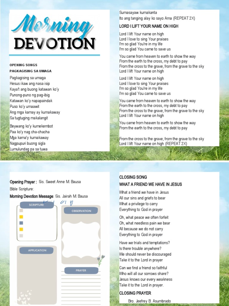 Morning Devotion | PDF | Abrahamic Religions | Religious Belief And Doctrine