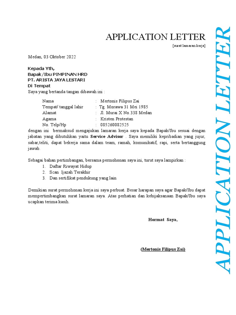 Surat Lamaran Kerja | PDF | Pengembangan Diri | Kesehatan Holistik