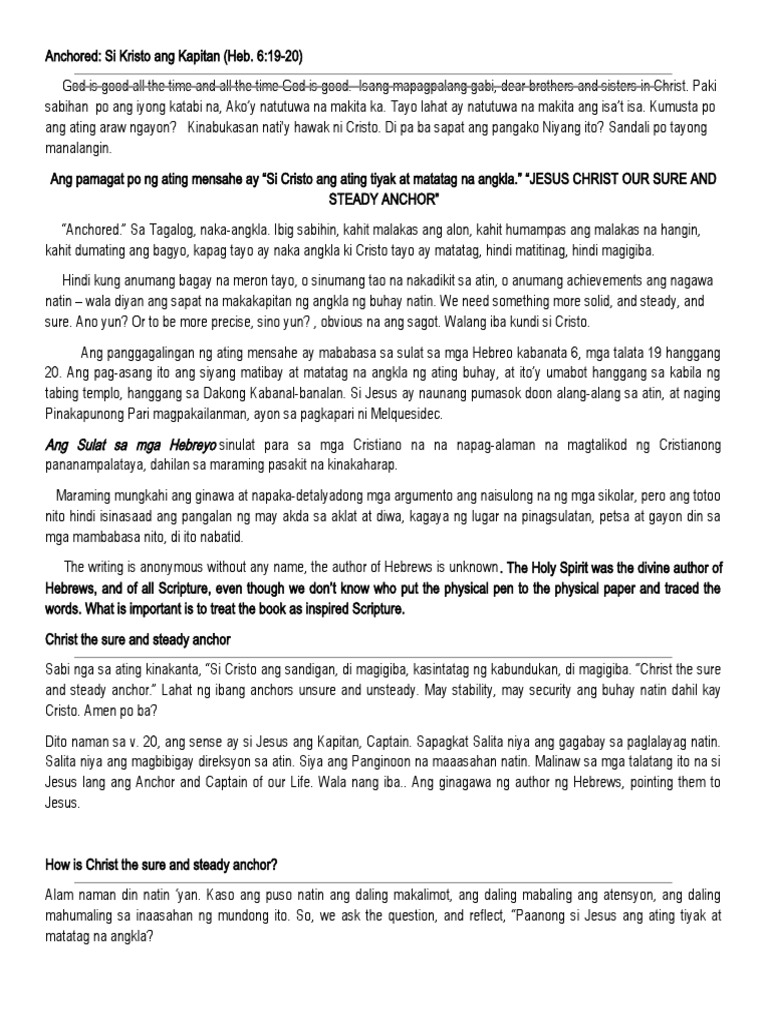 Final Sermon Anchored LFP 2023 | PDF