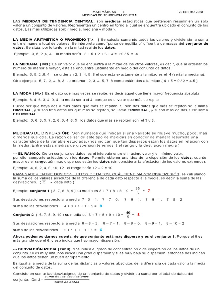 Medidas de Dispersion Word | PDF | Media