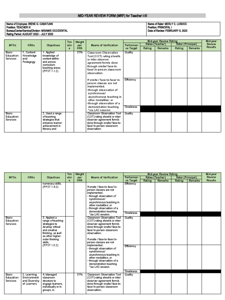 Mid Year Review Form 2023 Downloadable - Printable Forms Free Online