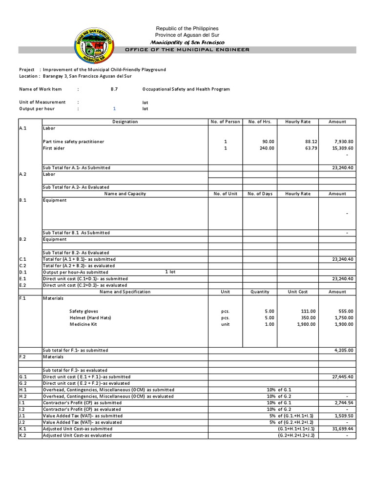 Children's Park Phase I (DUPA) | PDF | Value Added Tax | Road Surface
