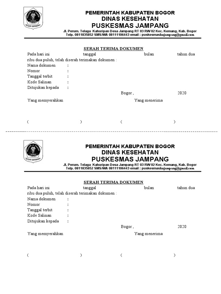 Form Serah Terima Dokumen | PDF