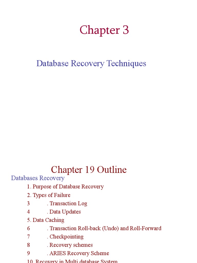 Chapter 3 Database Recovery Technique | PDF | Computing | Data Management