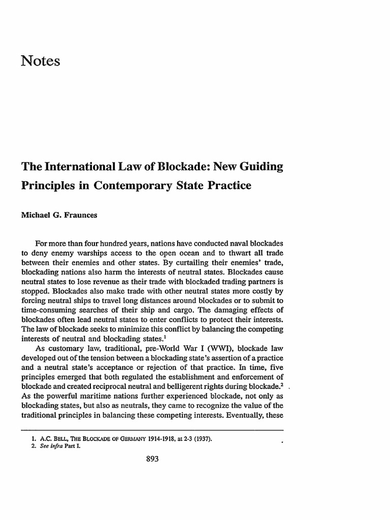 The International Law Of Blockade New Guiding Principles In
