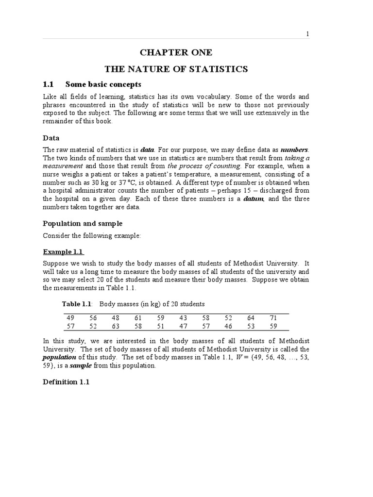 01 Nature of Statistics-1-1 | PDF | Level Of Measurement | Statistics