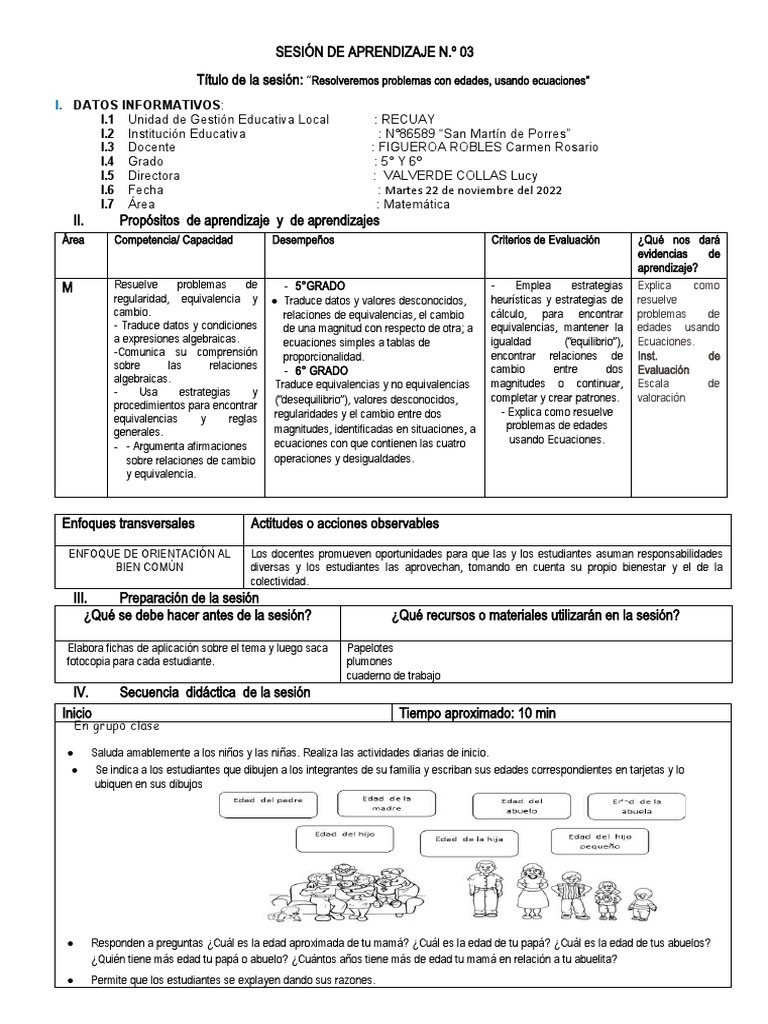 Sesión de Aprendizaje #03 Matemática | PDF | Ecuaciones | Aprendizaje